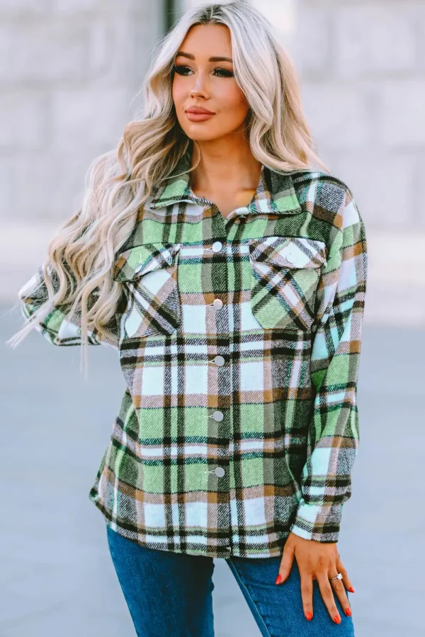 Chic Green Plaid Shacket for Effortless Fall Style in Cozy Outerwear ...