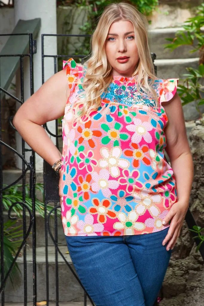 Floral Embroidered Plus Size Tank Top Pertify Styles